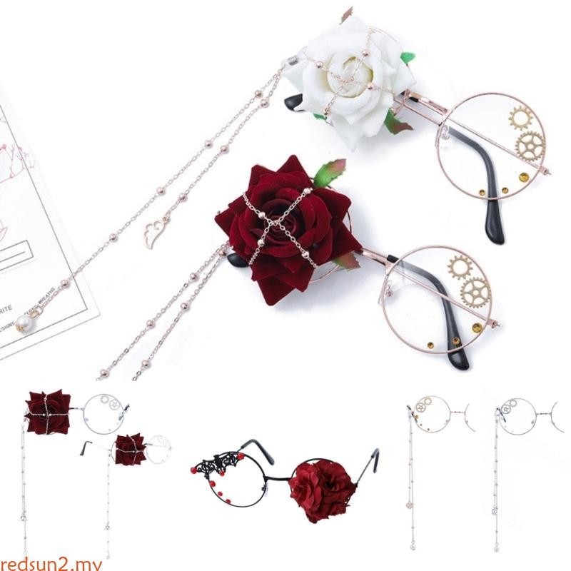 redsun2 Cosplay Eyeglasses Single Eye Glasses with Rose TasselChain ...