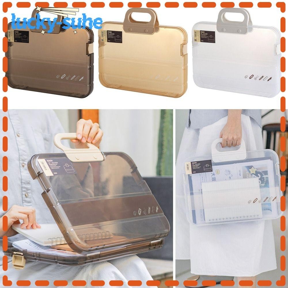 LUCKY-SUHE A4 File Folder, File Box Square Document Organizer, School ...