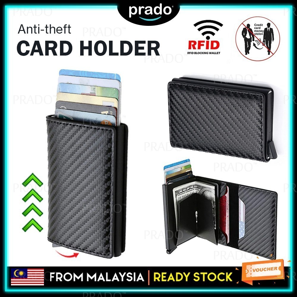 PRADO Ultra-thin RFID Anti-theft Swipe Card Holder Water-proof Carbon ...