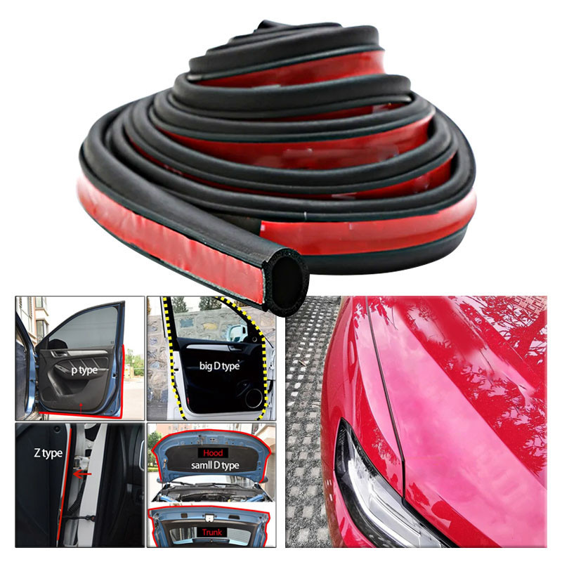 New Universal D-Type Car Door Hood Trunk Seal Strip Rubber Noise ...