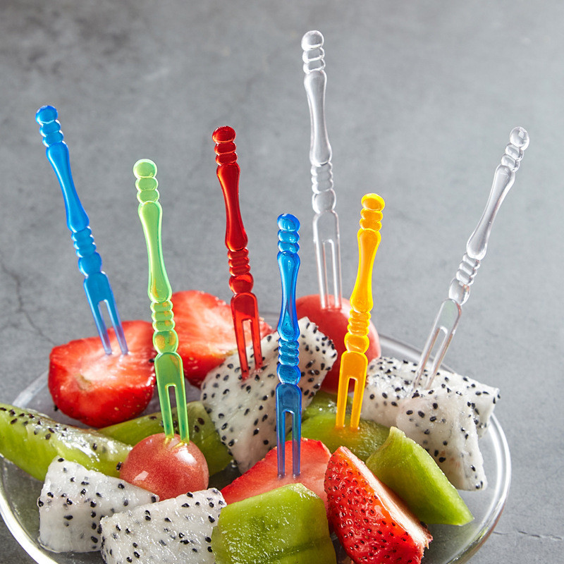 100Pcs Mini Fruit Fork Disposable Plastic Slab Forks For Party Dessert ...