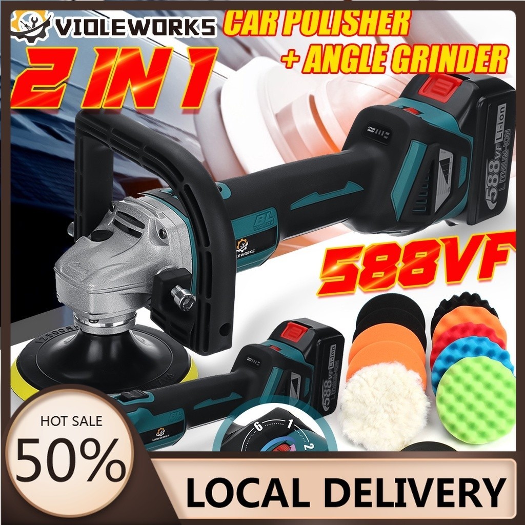 6 Speed 2-In-1 Cordless Angle Grinder Car Polisher Brushless Electric ...