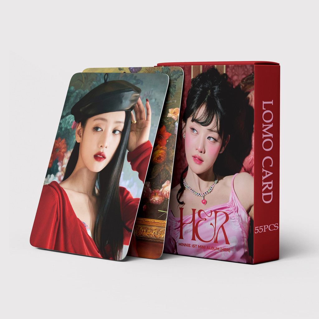 55pcs (G)I-DLE MINNIE HER Blind Eyes Red Lomo Cards 2025 Lovely ...