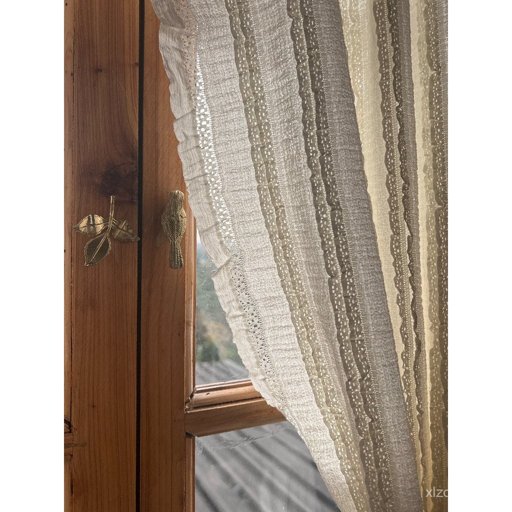 French Sweet Cream Style Layered Fungus Pleated Curtain Half Curtain ...