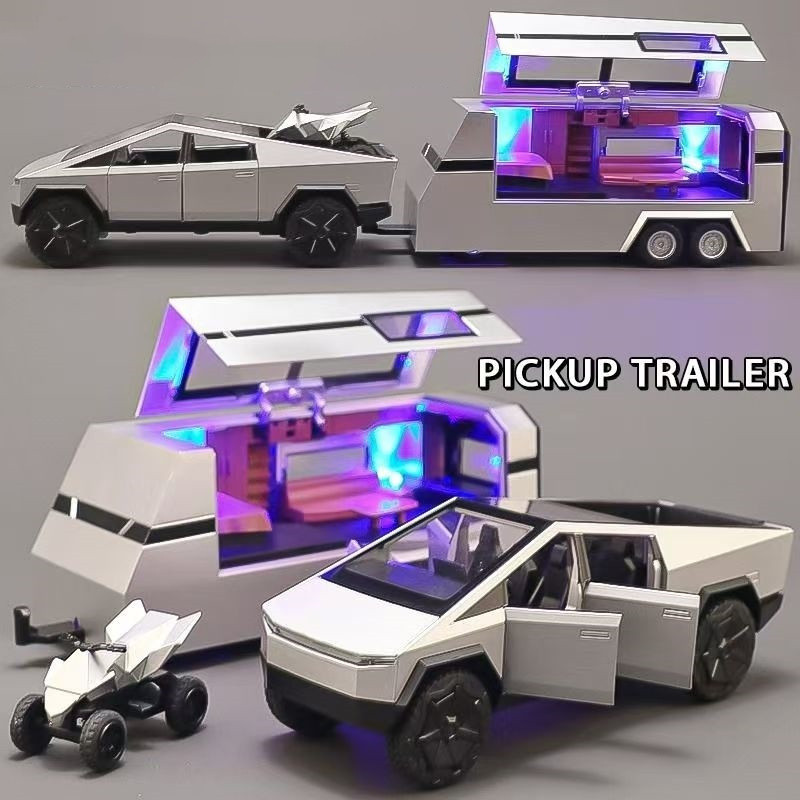 NEW 1: 32 Tesla Cybertruck Pickup RV Alloy Metal Toy Diecast Car Model ...