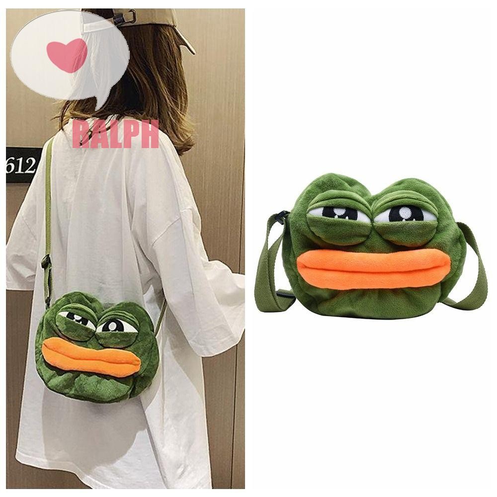 RALPH Frog Plush Shoulder Bag, Green Animal Prints Frog Crossbody Bag ...