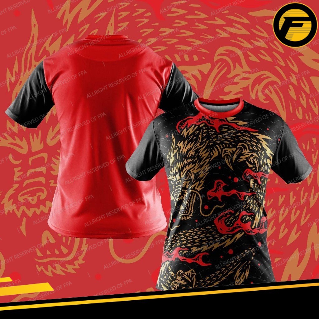 FAZZ UQ10 - THE GOLDEN RED DRAGON NAGA MERAH EMAS JERSEY KIDS PLUS SIZE ...