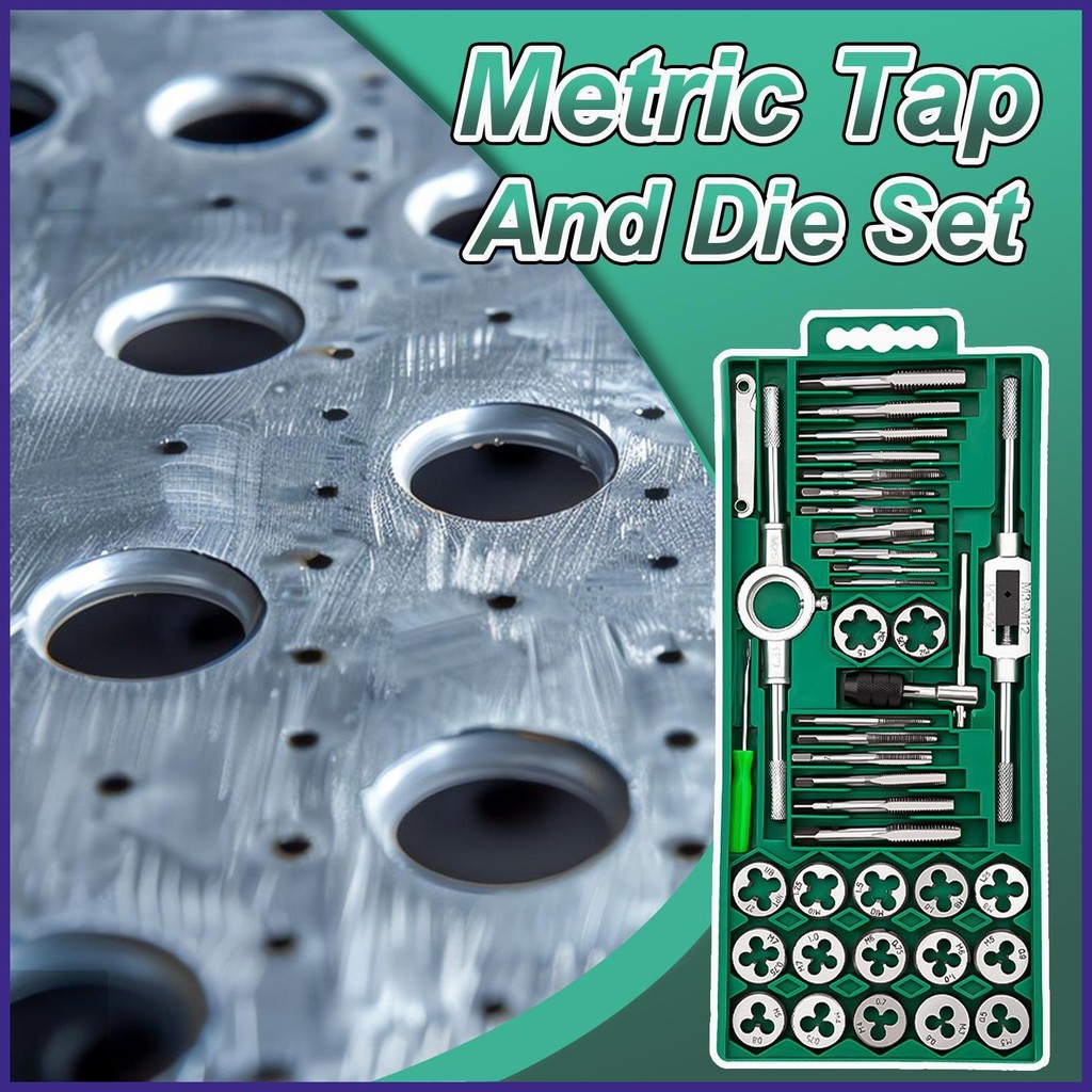 Threading Tool Kit 40X Coarse and Fine Thread Metric Tap Set with ...