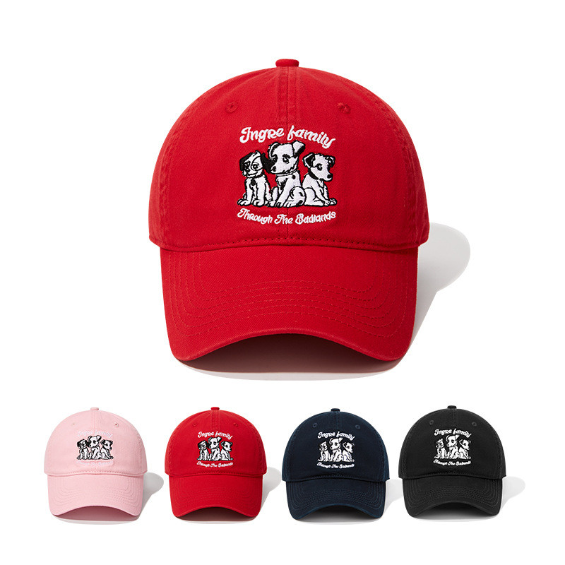 Baseball Cap Cute Little Dog Embroidery Logo Retro Red Trend Versatile ...