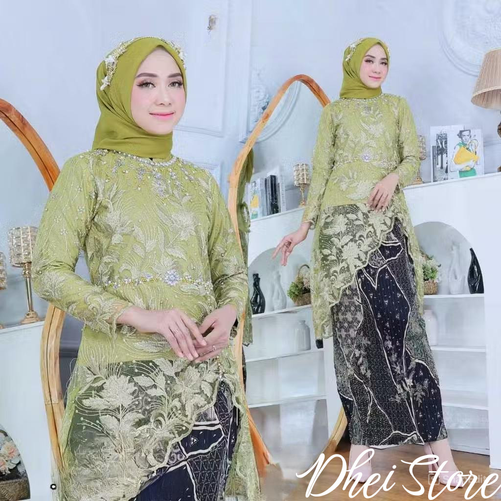 Dhei Store Kabaya Kejora Split Edge Kebaya / Modern Luxury Sequin Wedding Graduation Kebaya Suit ...