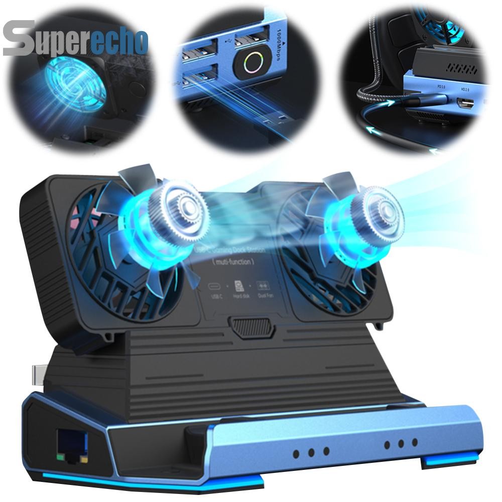 4K@60Hz Dual Cooling Fans 4 USB Ports PD100W for Steam Deck & Lenovo ...