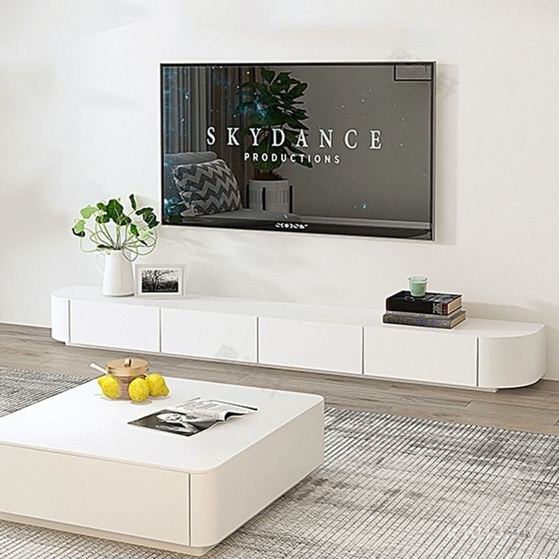 Small Apartment Off-White Floor-standing TV Cabinet Platform Cabinet ...