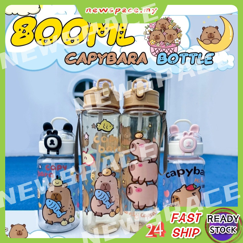 800ml Botol Air Capybara Kuromi Cinnamoroll Water Bottle Kids Straw Bpa ...
