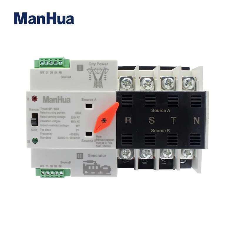 ManHua 4P Dual Power Switches 110V/220V Mini ATS Automatic Transfer ...