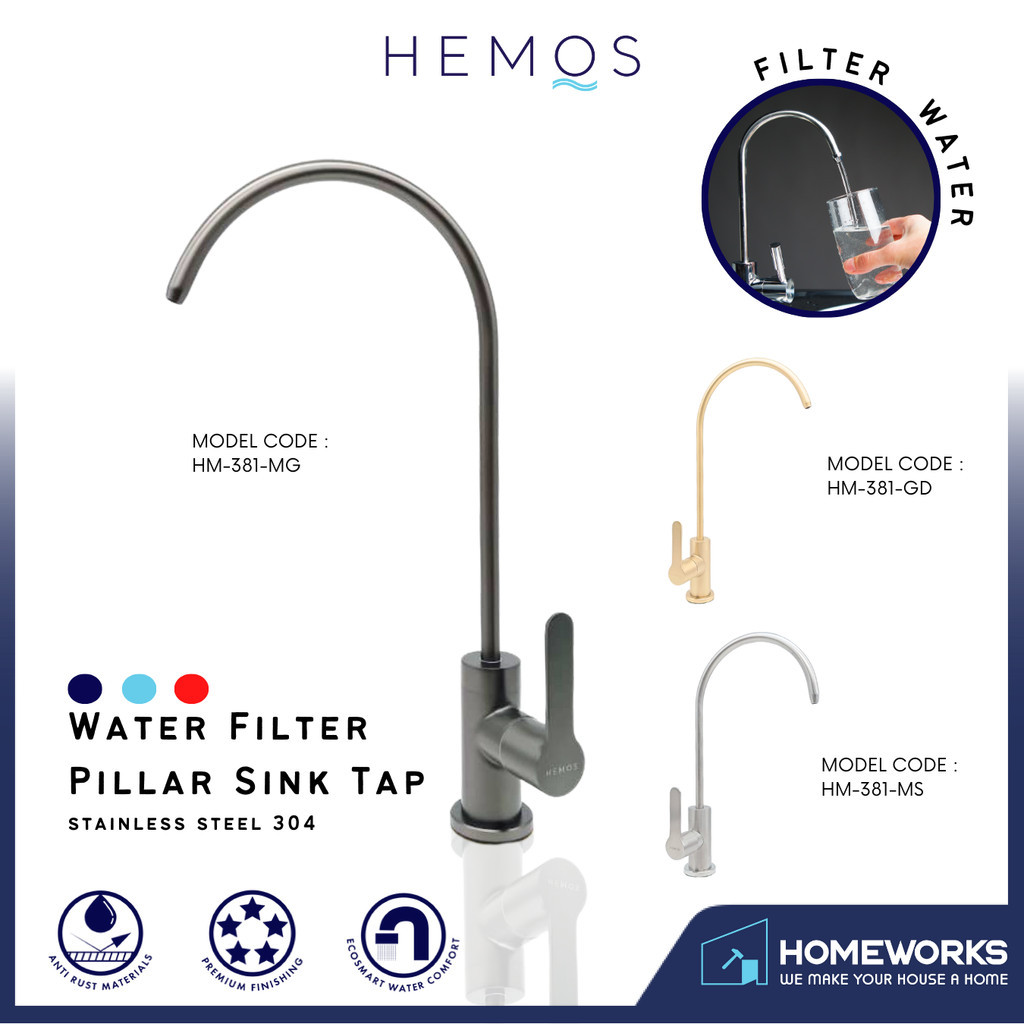 HEMOS KITCHEN FAUCET STEEL 304 WATER FILTER PILLAR SINK TAP HM-381 ...