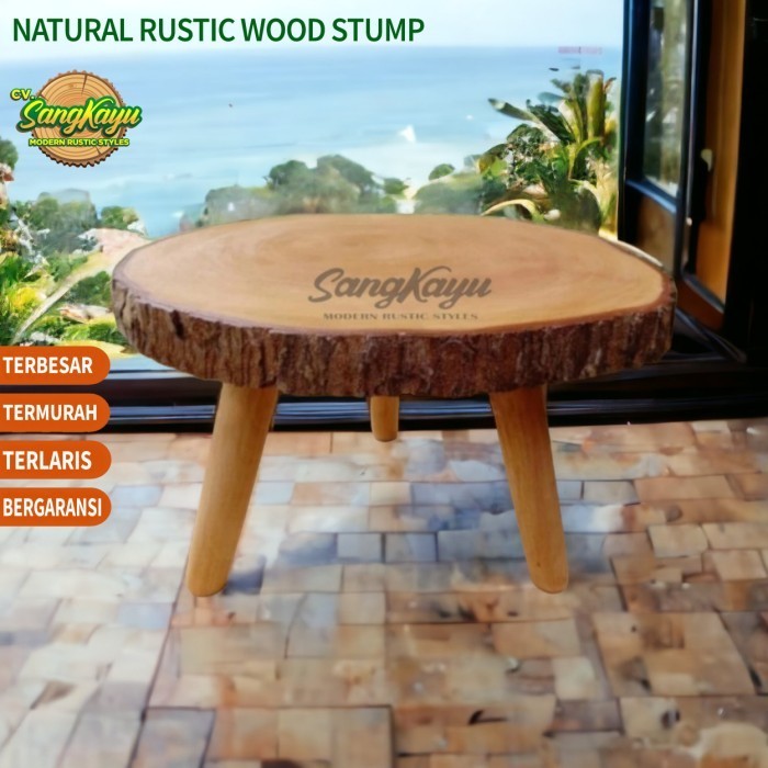 KAYU Lesehan table 38-40 cm, footed wood slab tray, Rustic wooden table ...