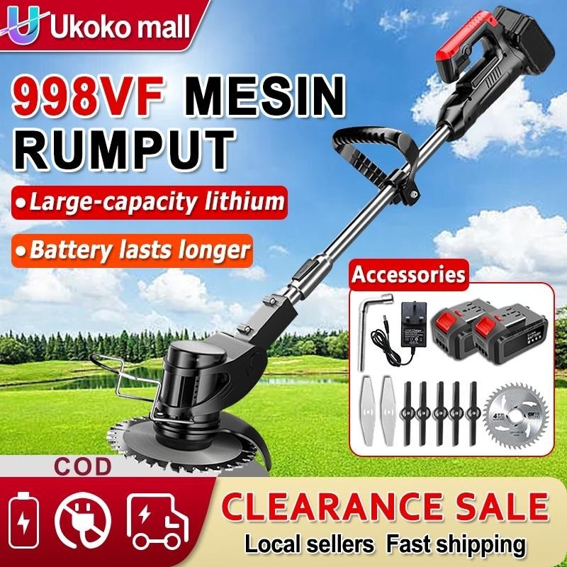 998VF Mesin Rumput Bateri Rechargeable batery Cordless Cutter Machine ...