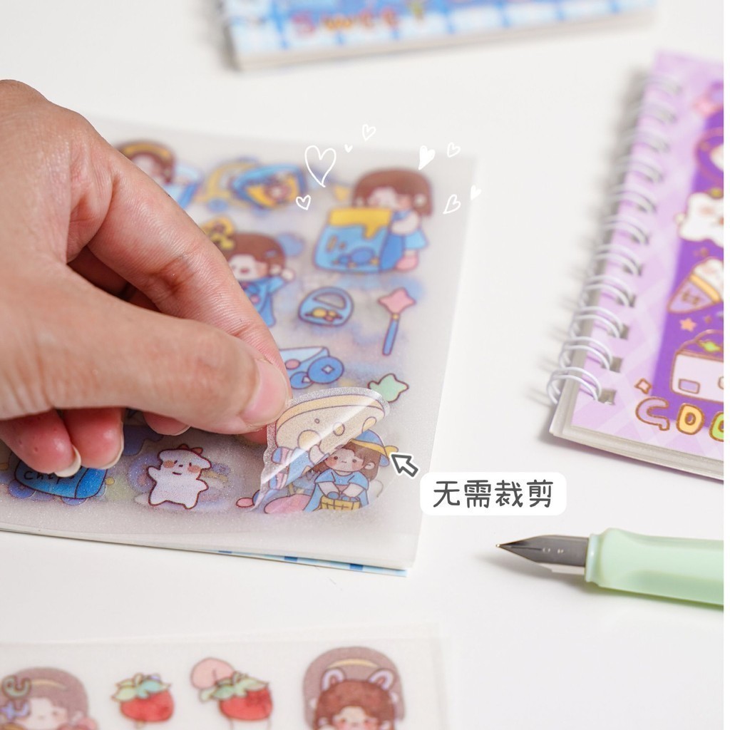 150 Pcs Kawaii DIY Sticker Book Waterproof Frosted Free Cutting Cute ...