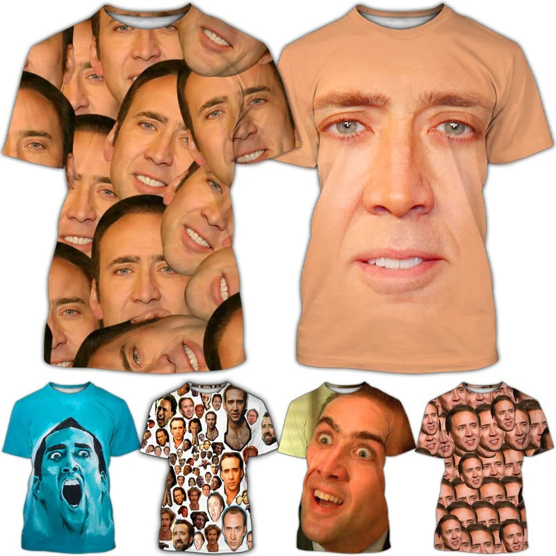 Fashion Cage Face T Shirt Funny 3d Nicolas Kim Coppola Graphic T Shirts