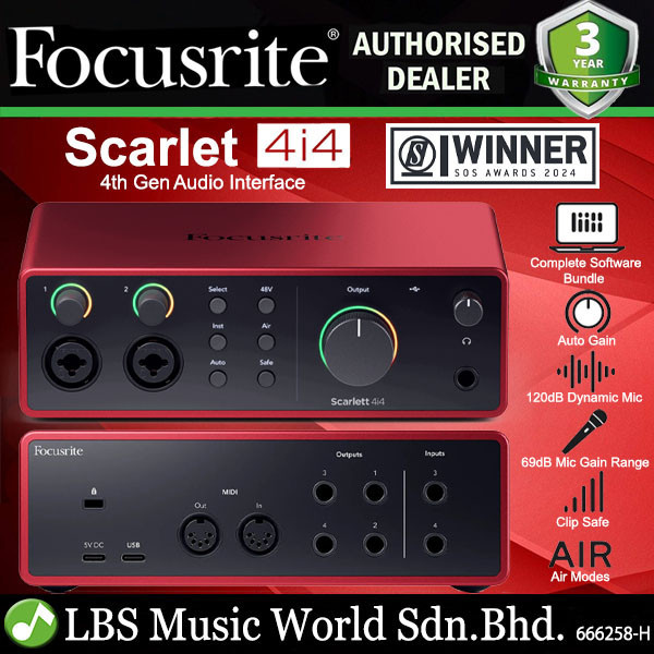 Focusrite Scarlett 4i4 4th Gen USB Recording Audio Interface (4th ...
