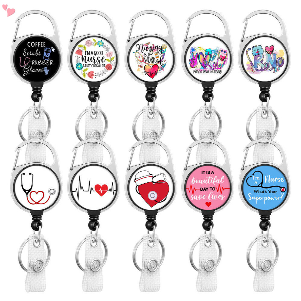 Nurse Badge Holder Reel Retractable, ID Badge Reel Alligator Clip Cute ...