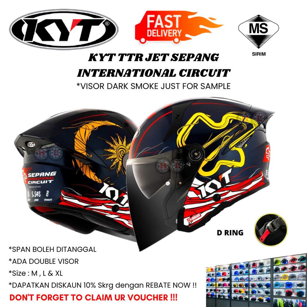 KYT TTR JET SEPANG INTERNATIONAL CIRCUIT HELMET DOUBLE VISOR - HELMET ...