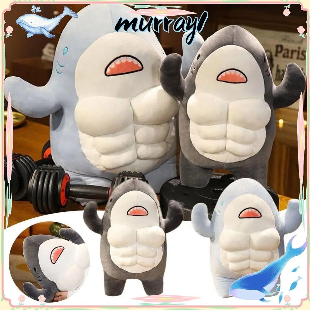 MURRAY1 Shark Stuffed Doll, Worked Out 45CM Muscle Shark Plush Toys ...