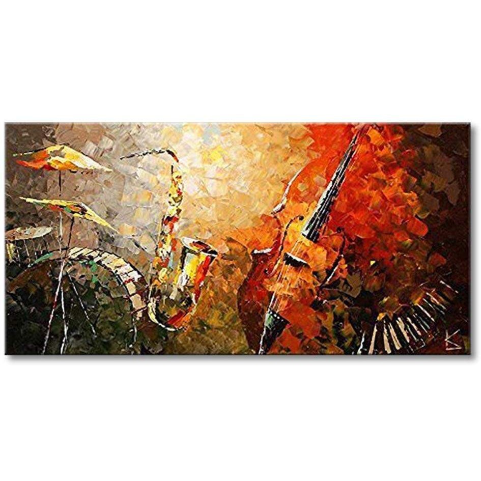 Painted Painting on Canvas Modern Music Instrument Wall Art Abstract ...