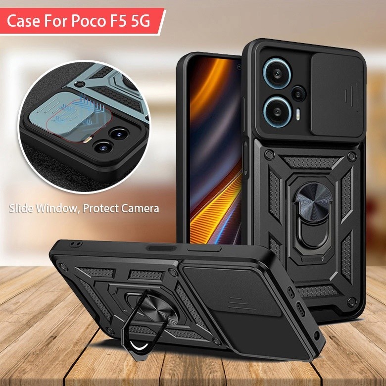 Casing For Poco F5 PocoF5 5G Xiaomi 2023 Case Shockproof Armor Ring ...