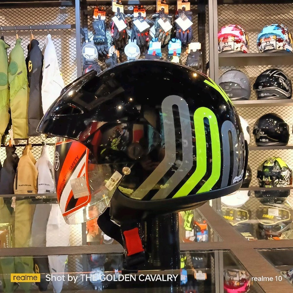 Xdot G118 AEIOU YOLO BLACK YELLOW CRUISER SEMI JET HELMET | Shopee Malaysia