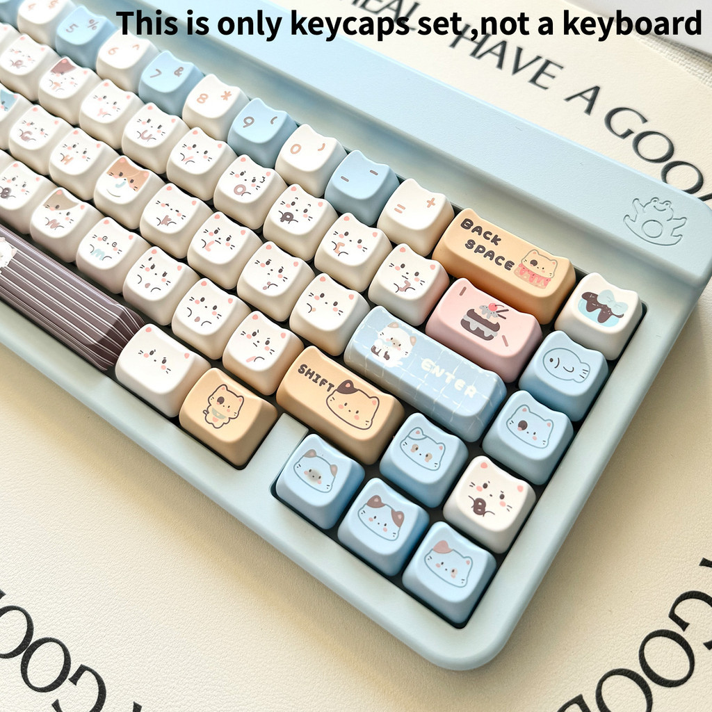 PBT Dye Sublimation Sea Salt Meow Key Hat Cat Shaped MAO Height Cute ...