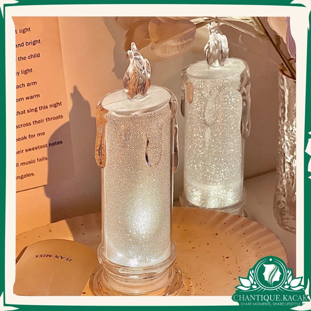 CK LED Light Glowing Tears Candle Flameless Flickering Desk Night ...