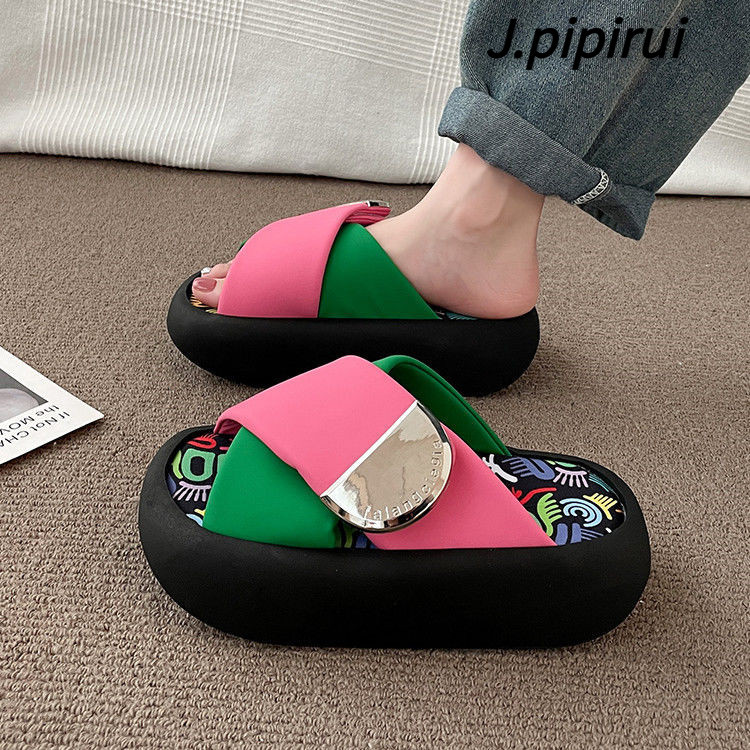 Graffiti Platform Slippers Women's Summer Outdoor Slippers New Fashion ...