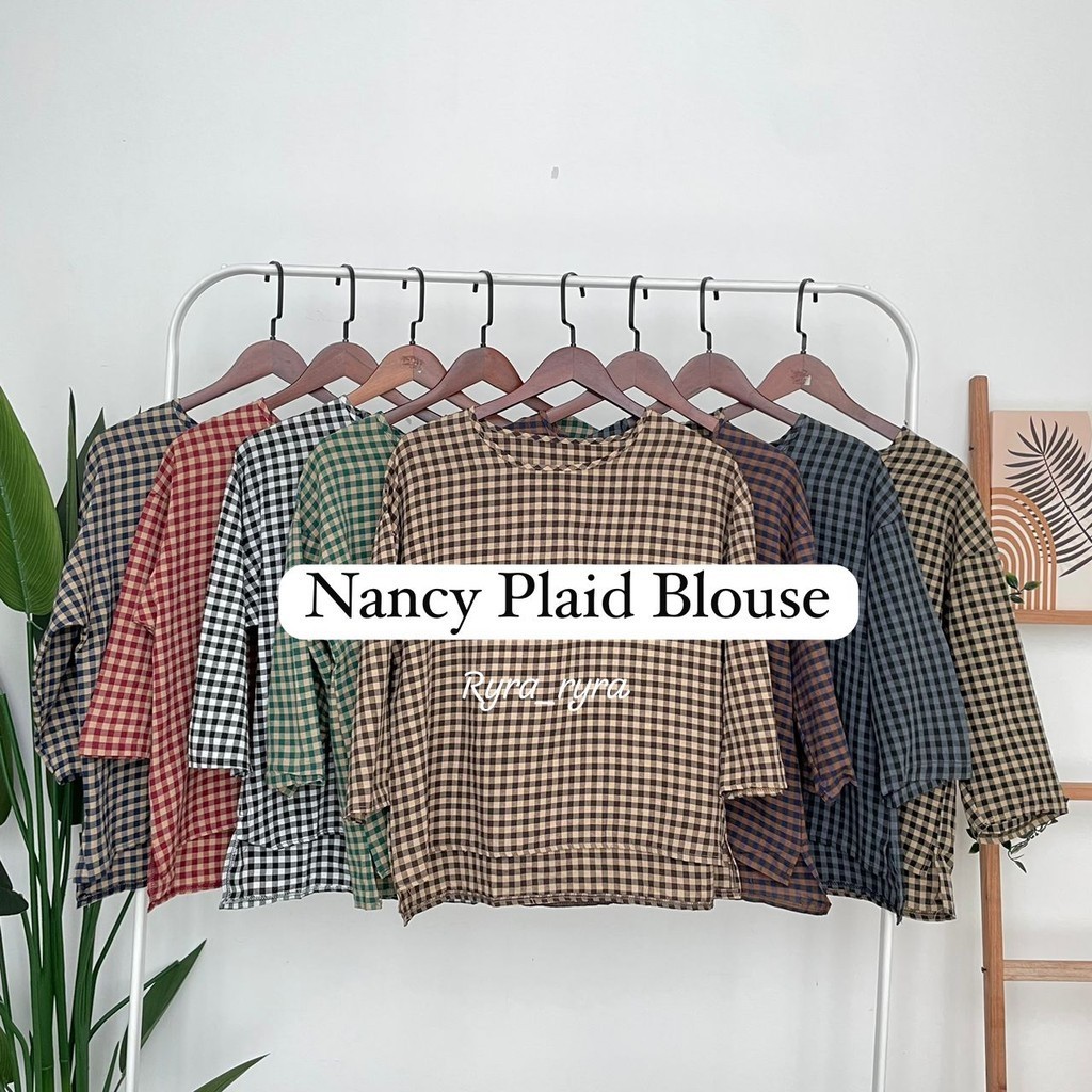 NANCY PLAID BLOUSE ( CROP ) | Shopee Malaysia