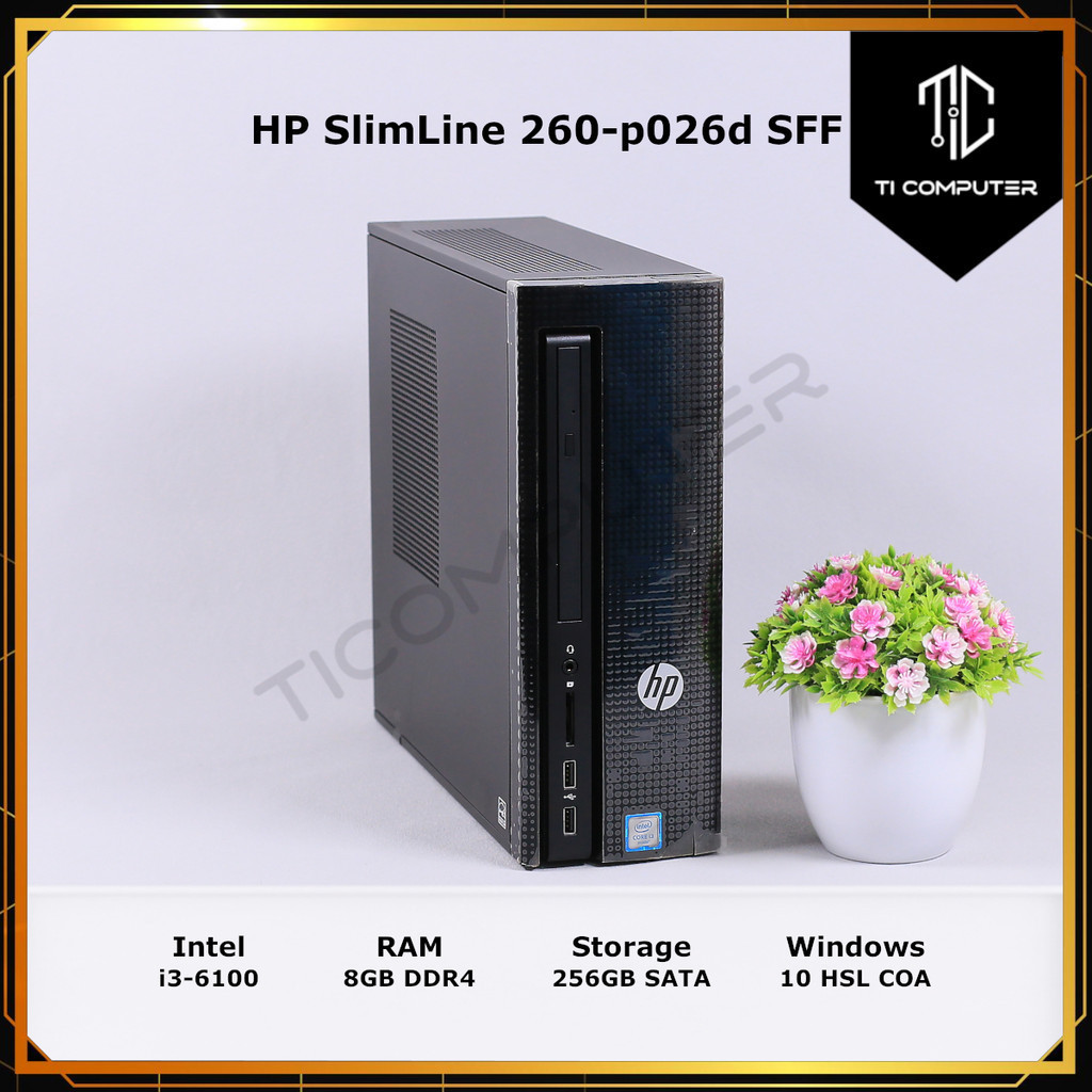 HP SlimLine 260-p026d SFF Intel Core i3-6100T 8GB DDR4 RAM 256GB SATA ...