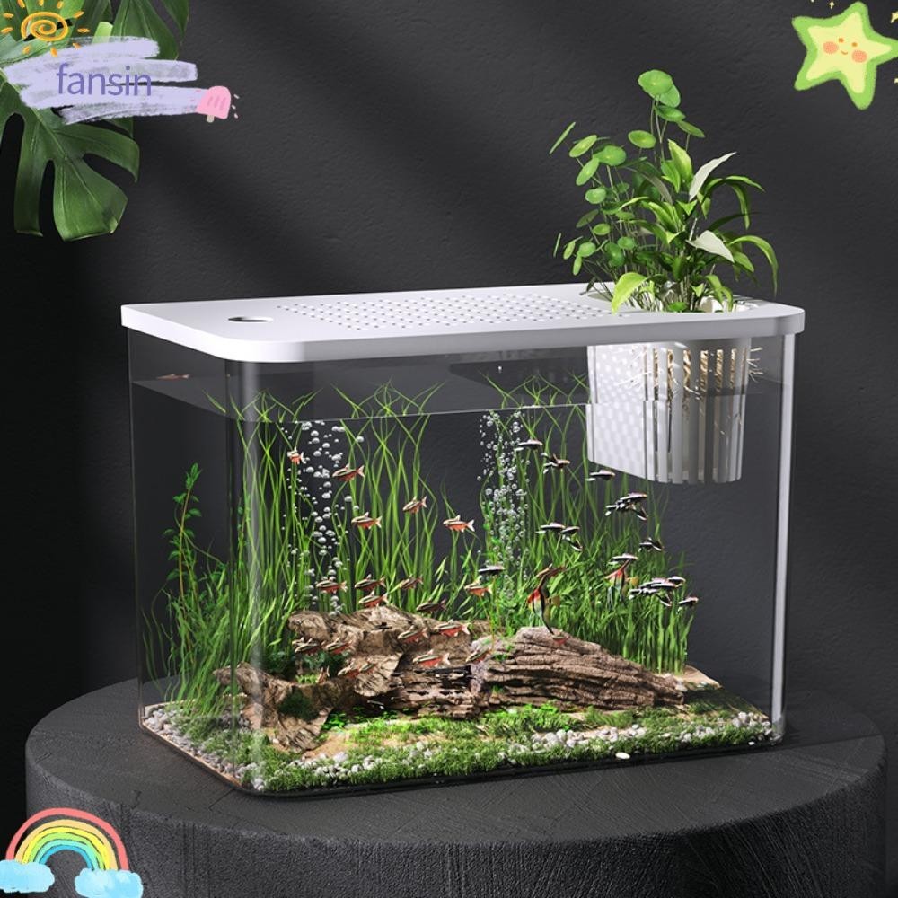 FANSIN Fish Tank, Transparent with Lid Aquarium, Hydroponic Tank Drop ...