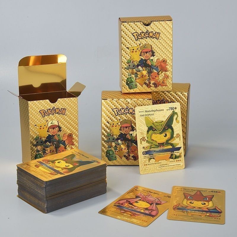 Pikachu Card Pokémon Card Pokémon Gold Foil Card 55 Pieces Pokemon Card ...