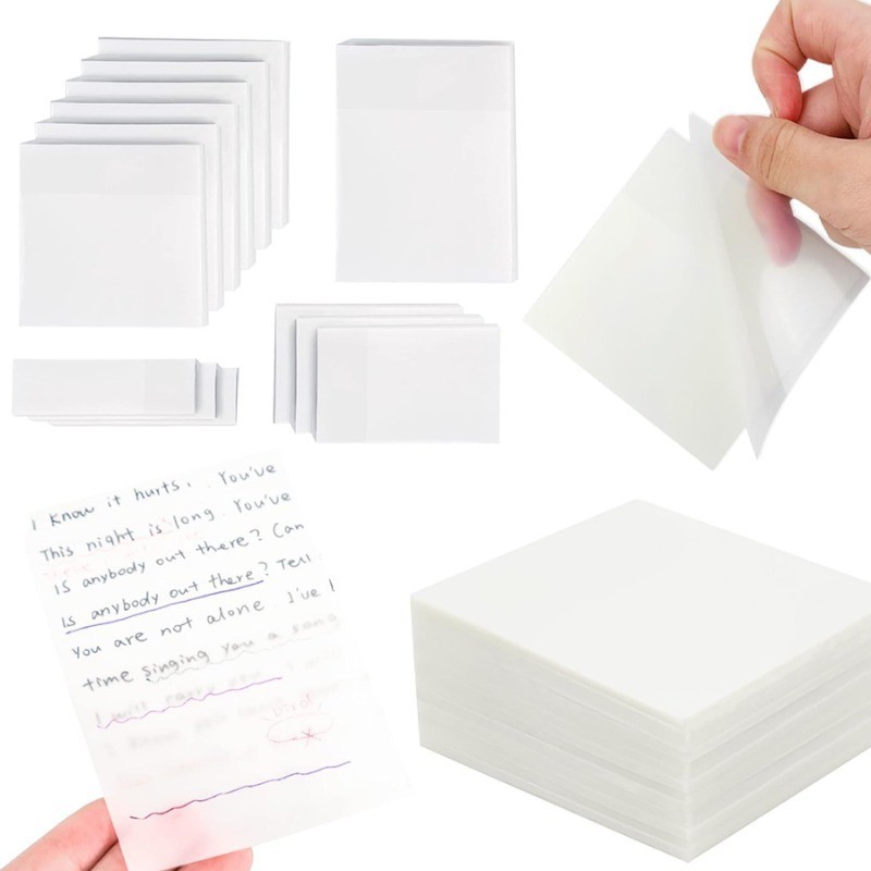 50 Sheets Transparent Sticky Notes,Translucent Self-Adhesive Clear See ...