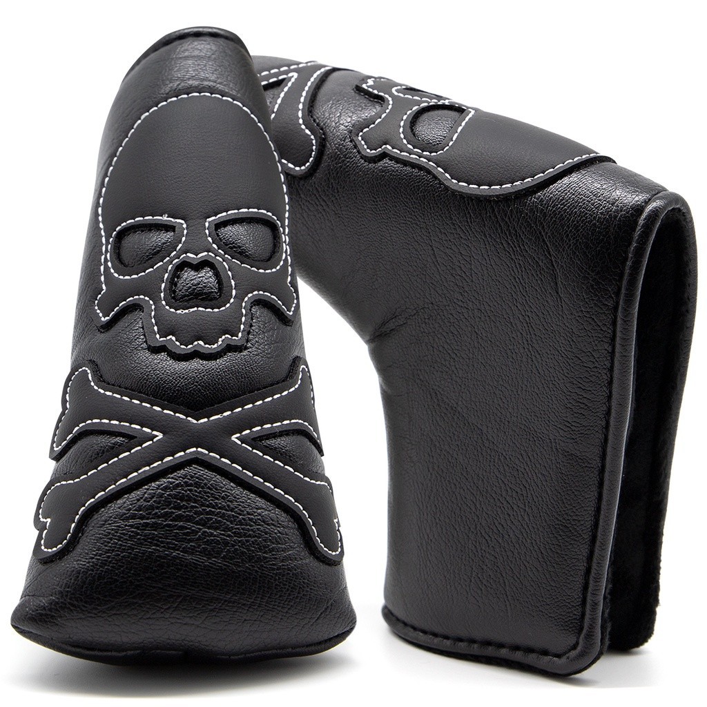 Magnetic Closure Golf Blade Putter Cover SKULL Golf Club Head Covers ...