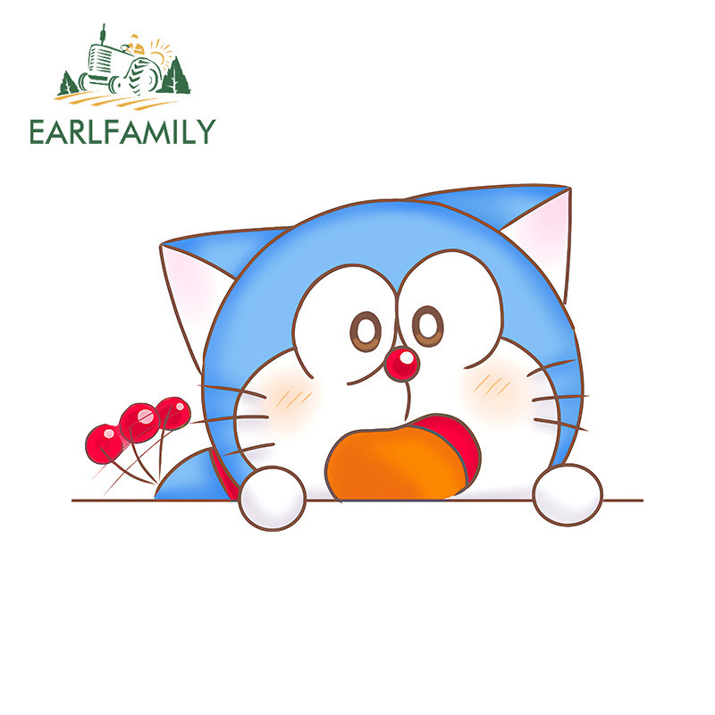 EARLFAMILY 13cm Doraemon Anime Peek Car Sticker Fashionable Occlusion ...