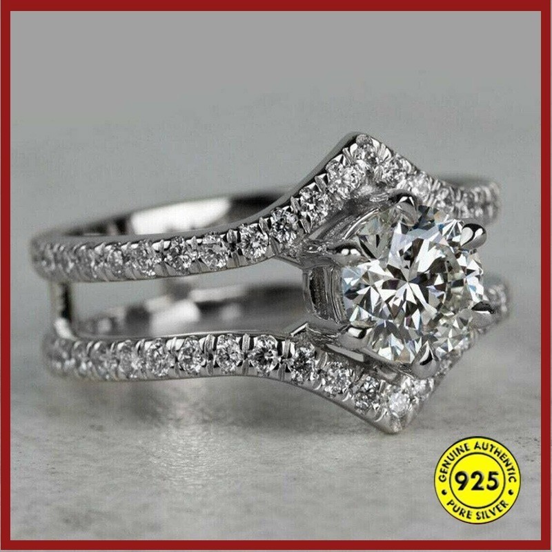 Hot Sale Shining Four-Claw Princess Crown V-Shaped Ring Two-in-One Ring ...