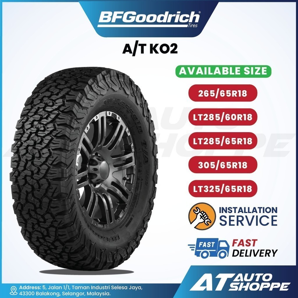 BFGoodrich All-Terrain TA KO2 18" AT Tyre 265 305 65 R18 285 325 60 65 R18LT 4X4 4WD (1 Tire ...