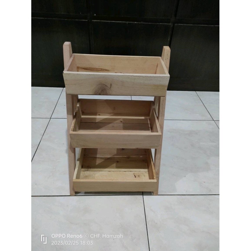 INT- KAYU 3-tier Onion Rack/Kitchen Shelf/Egg Rack Multipurpose Spice ...