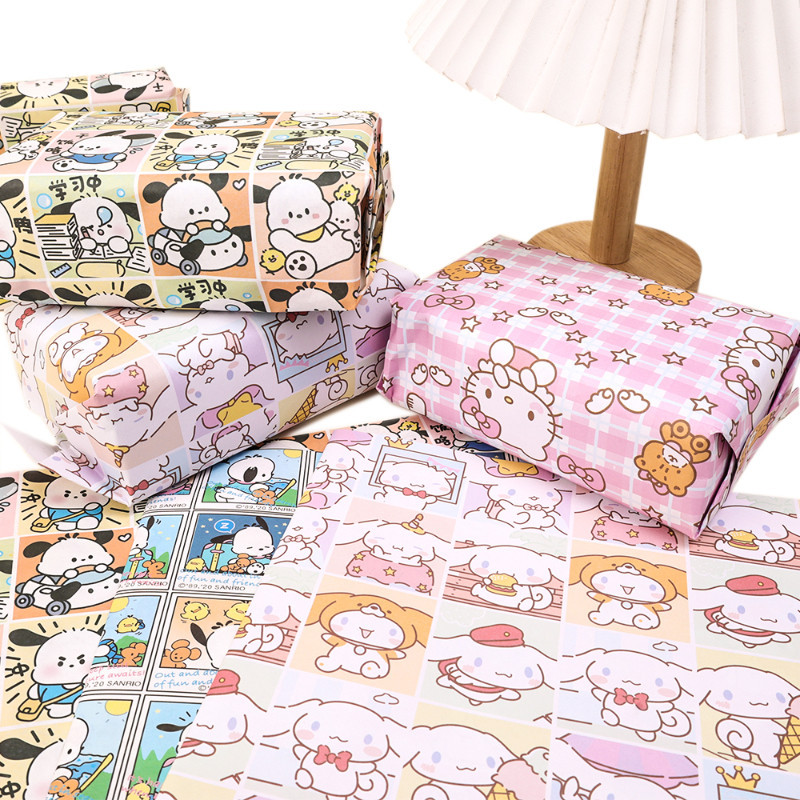 9Pcs/Set Sanrio Cinnamoroll Hello Kitty Birthday Gift Wrapping Papers ...