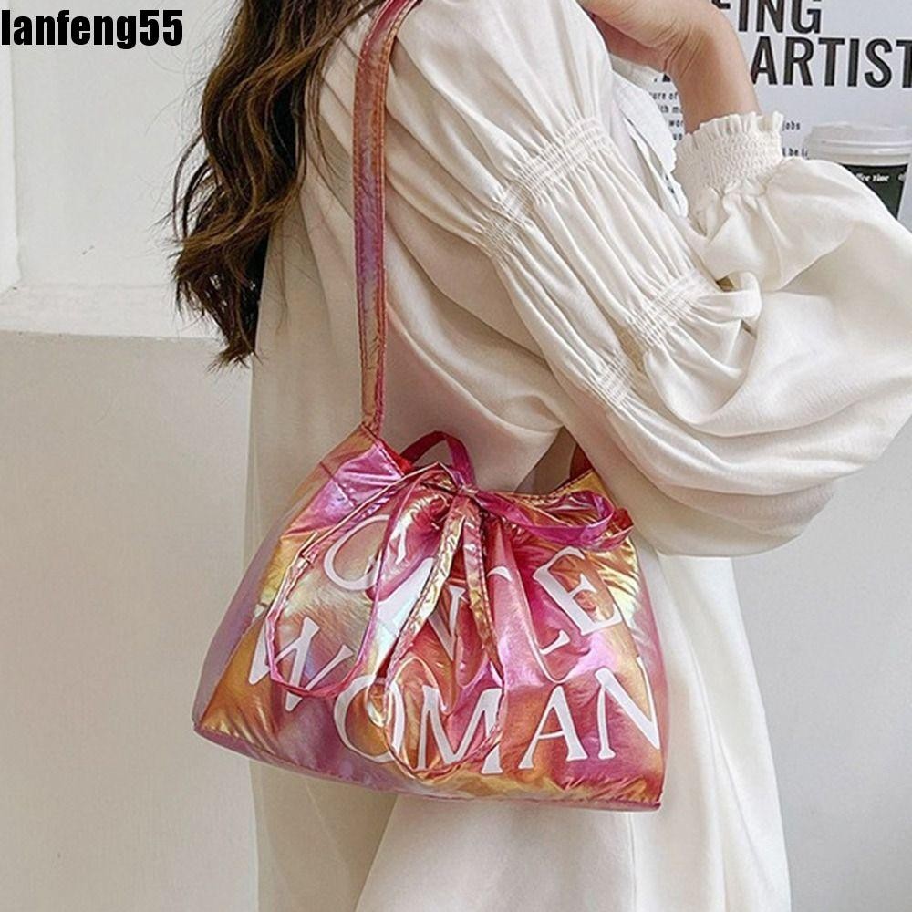 LANFENG Drawstring Shoulder Bag, Thai Shiny Gentlewoman Canvas Bag ...