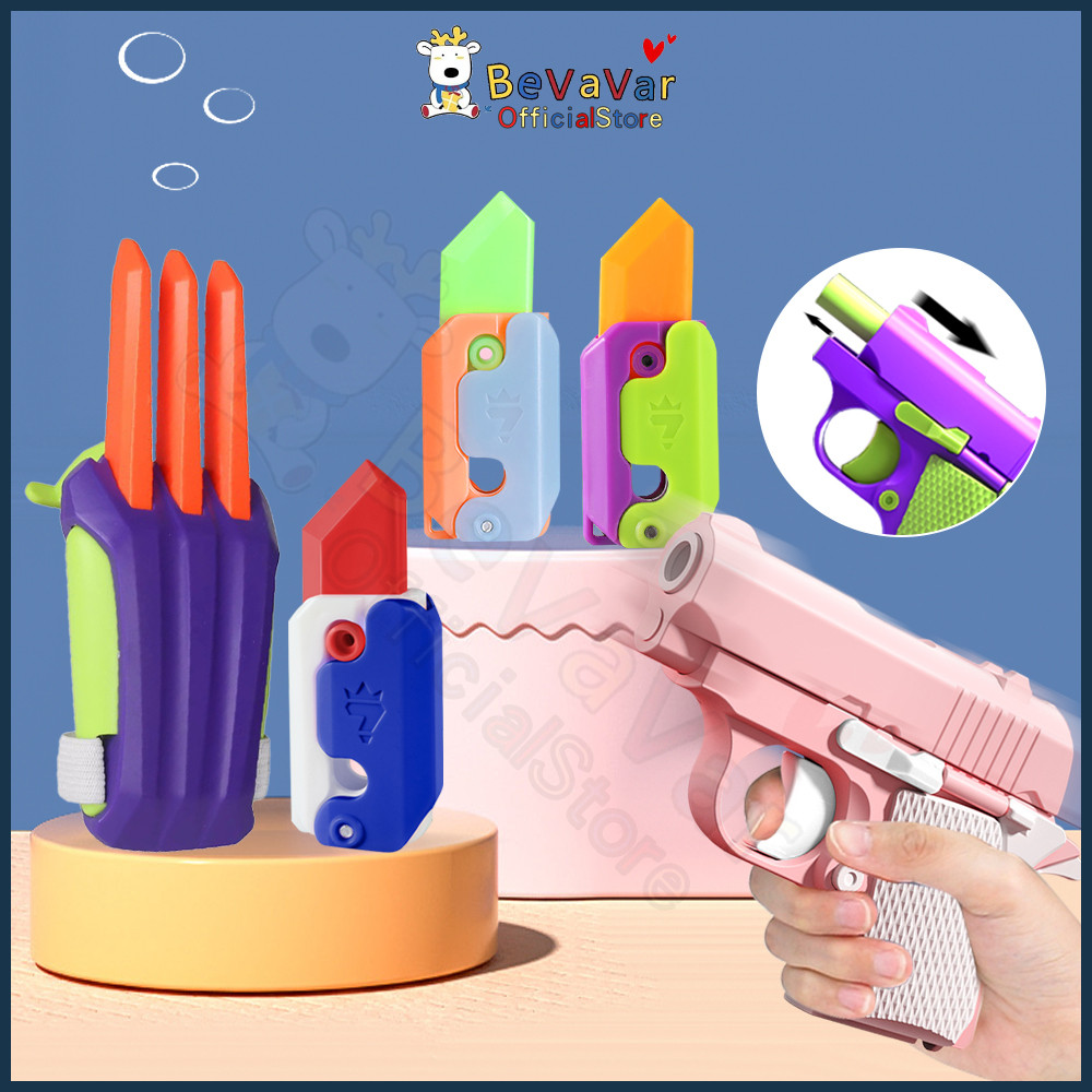 BEVAVAR 3D Carrot Gun Knife Wolverine Claw Toys Mini Gun Superhero ...