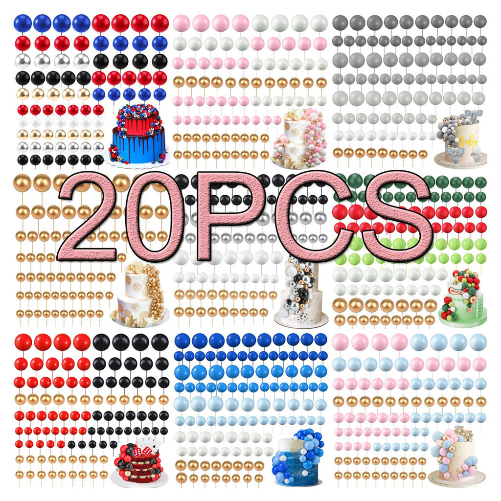 【Aesthetic Combination】20pcs Bubbles Balls Cake Topper Set Foam Balls ...