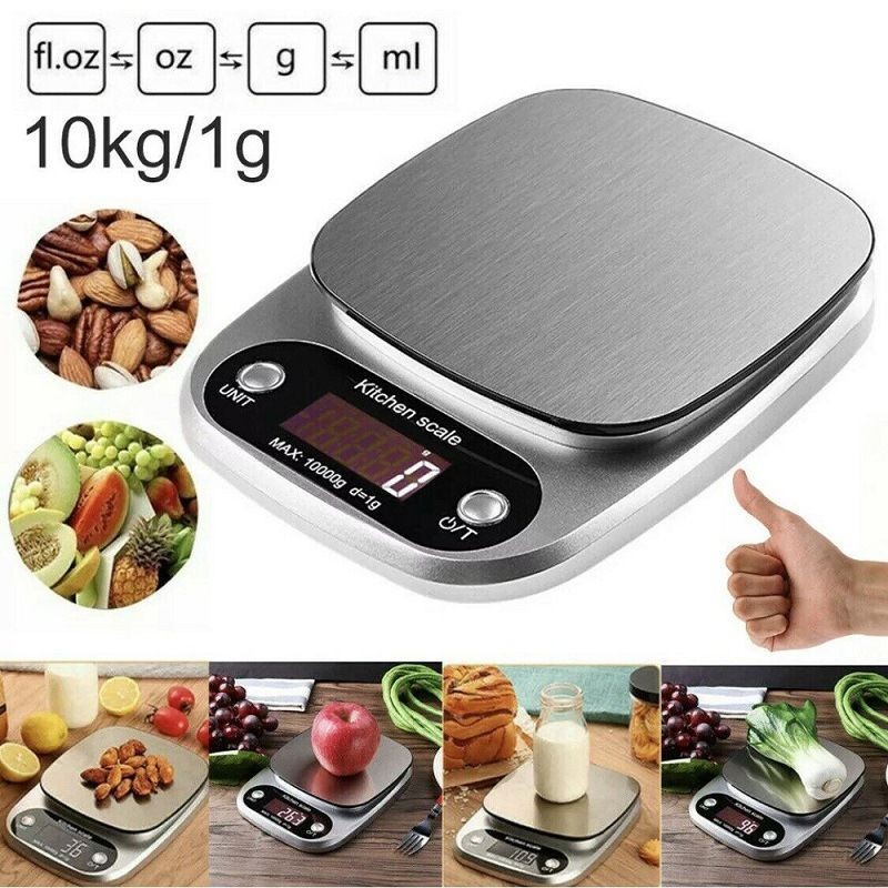 Digital Kitchen Scale 10kg/1g LCD Screen Stainless Steel | Shopee Malaysia