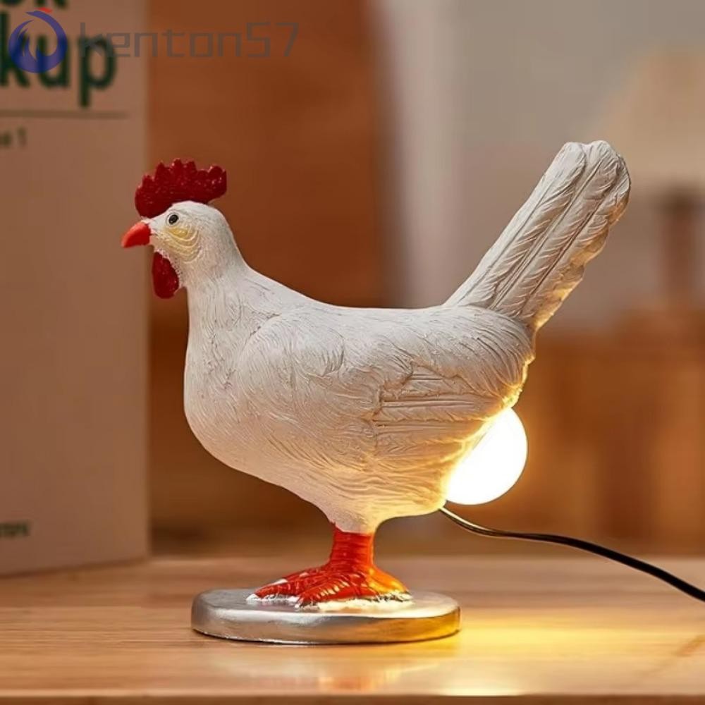 KENTON Hen Laying Egg Statue, USB Charging Luminous Simulation Chicken ...