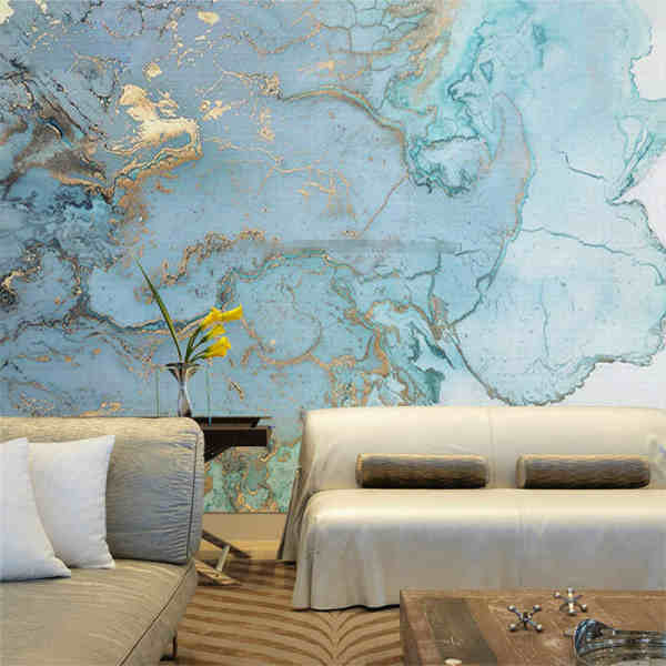wallpaper marble dinding deko ruang tamu Kertas dinding gaya Nordic ...